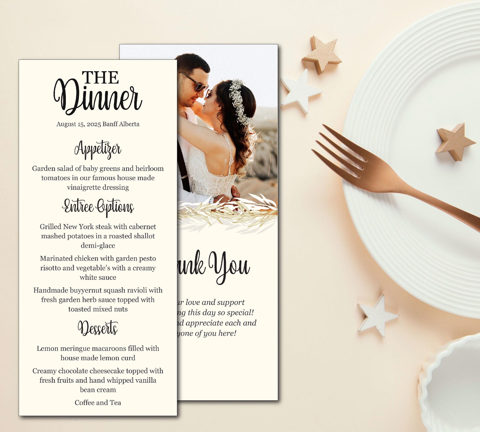 Editable Picture Menu Card Template Printable Event Menu and Thank You ...