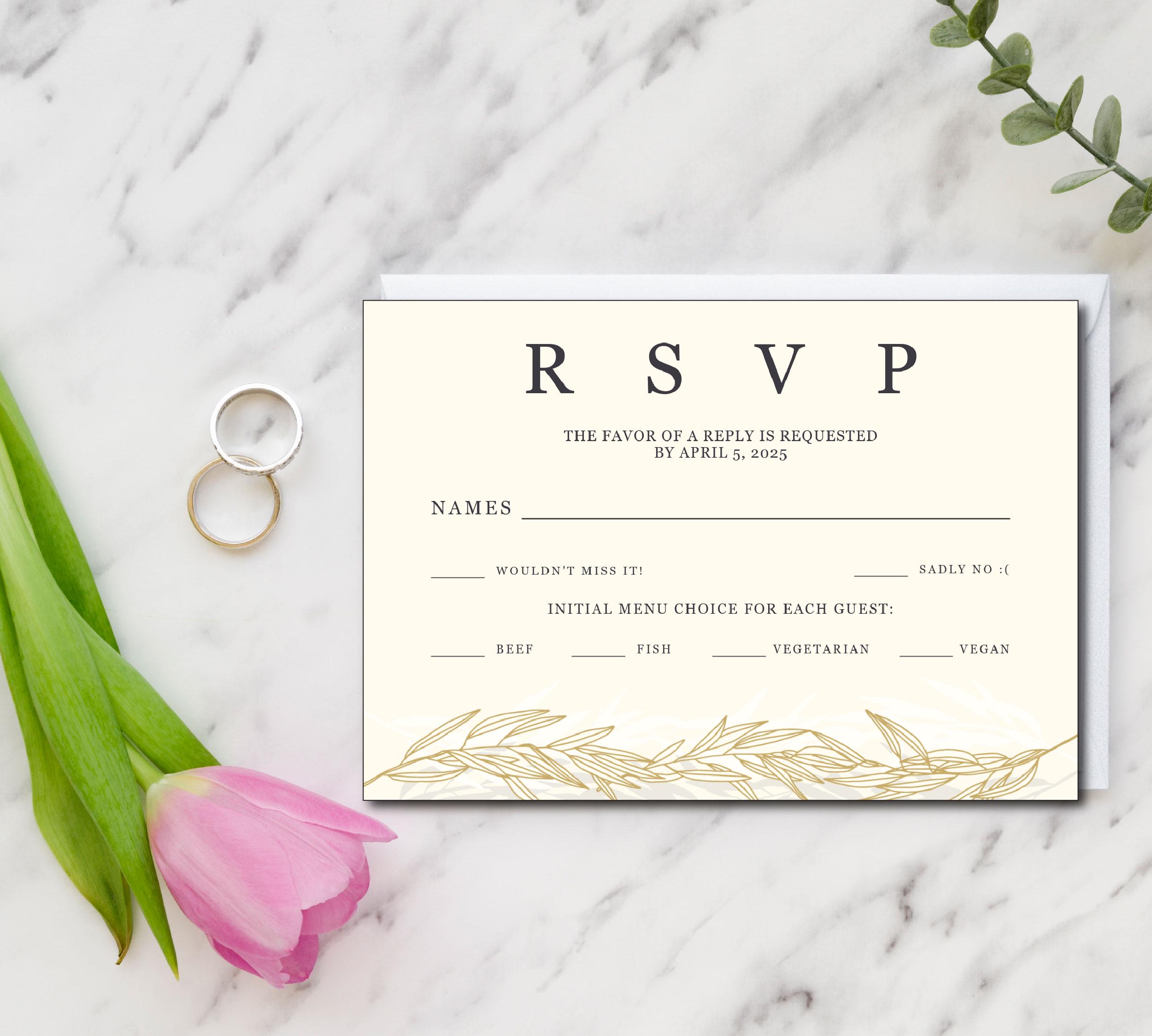 Modern RSVP Card | Wedding Reply Card Template | Editable Wedding ...