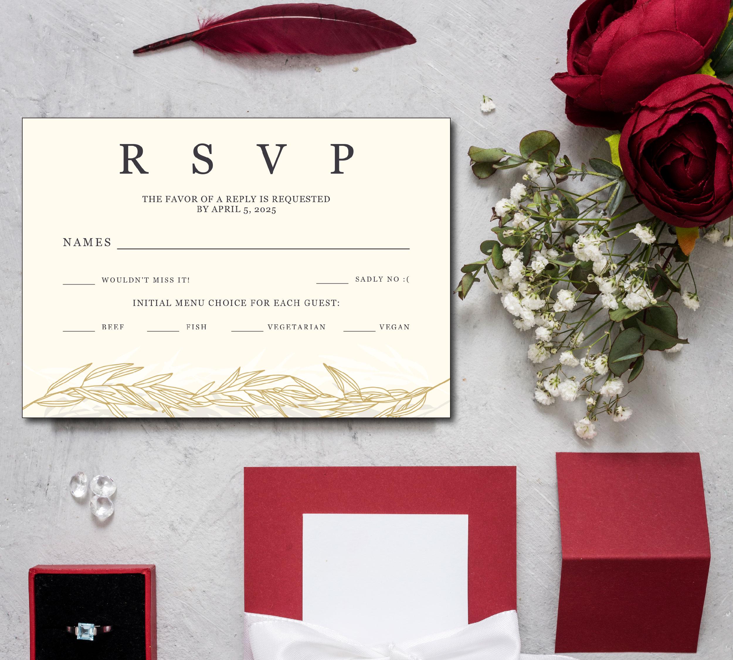 Modern RSVP Card | Wedding Reply Card Template | Editable Wedding ...