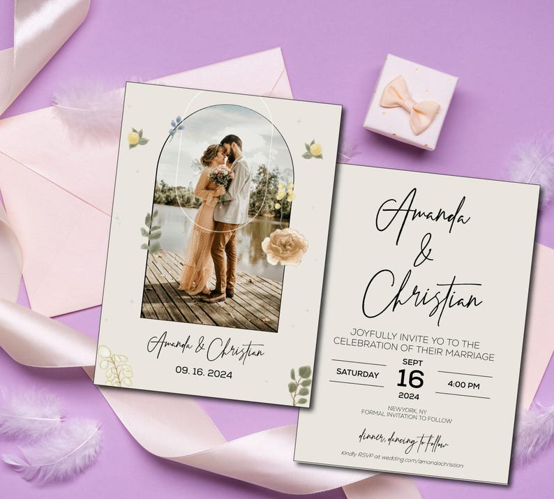 Photo Wedding Invitation Template Upload Own Photo Printable Invite ...