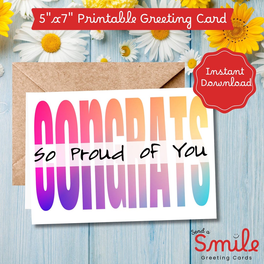 Congrats so Proud of You Card – Bold Gradient Printable Congratulations ...