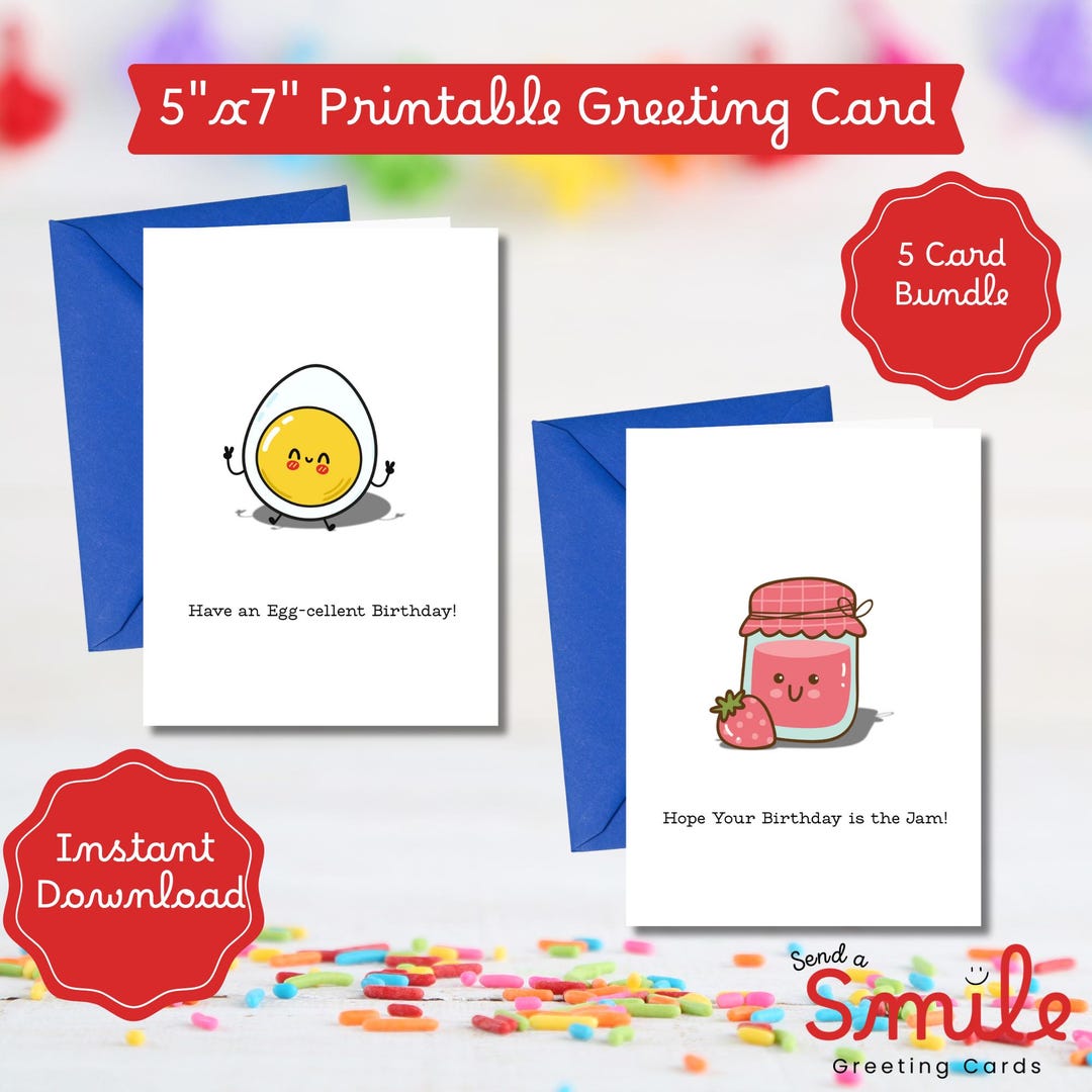 Funny Birthday Pun Cards/ Colorful Happy Birthday/ Birthday Card ...
