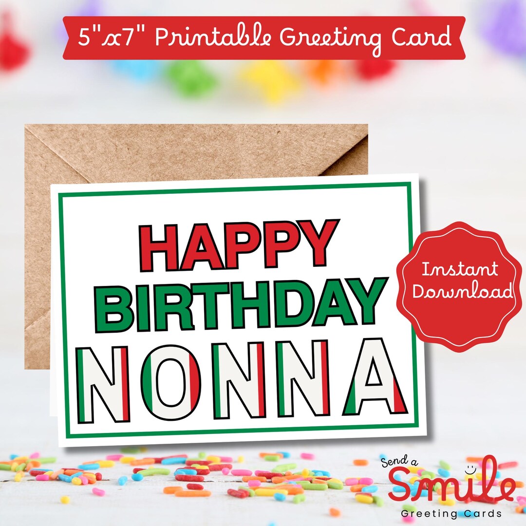 Happy Birthday Nonna Card, Italian Flag, 5x7 (digital Download) - Etsy