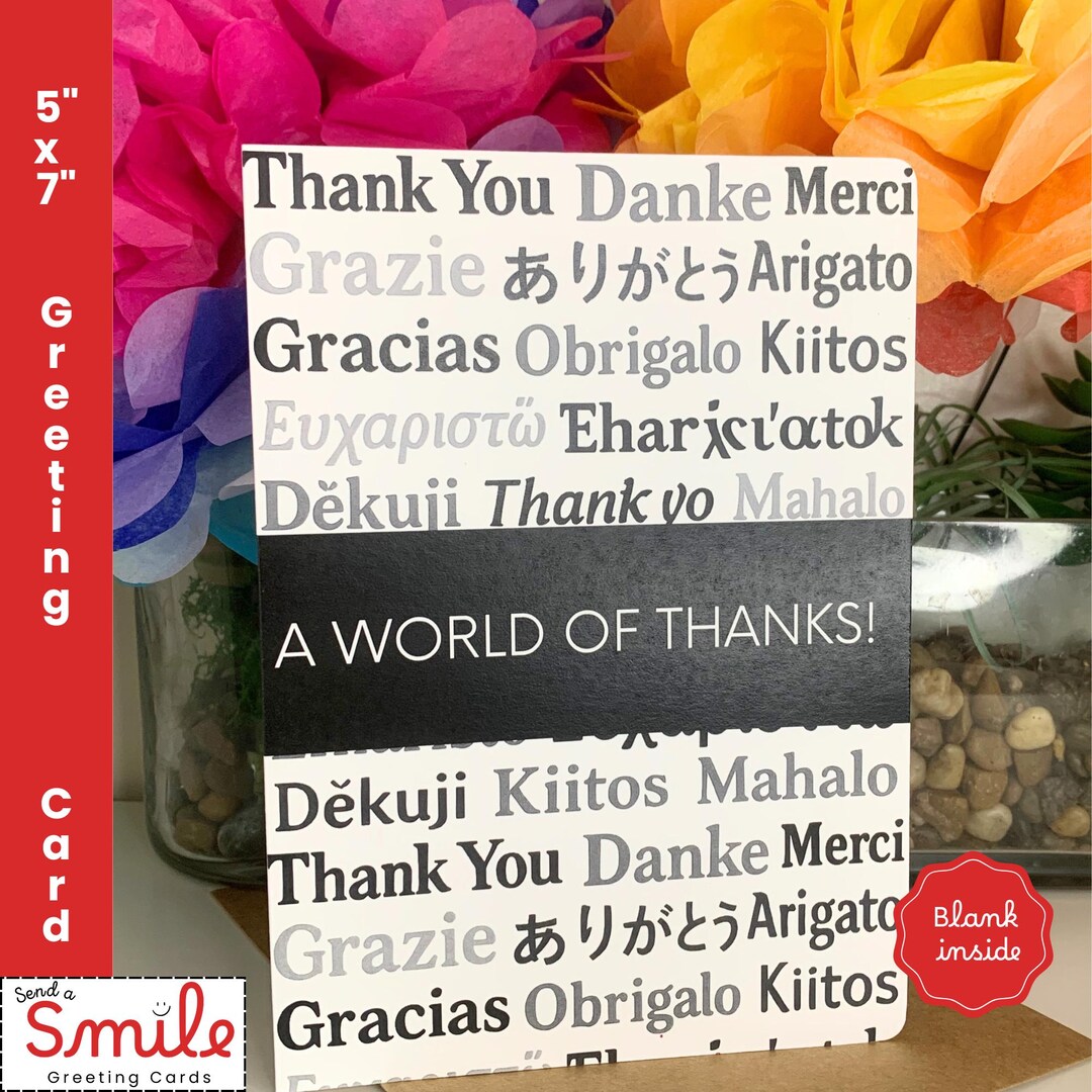 A World of Thanks Thank You Card | Multilingual Thank You Printable ...