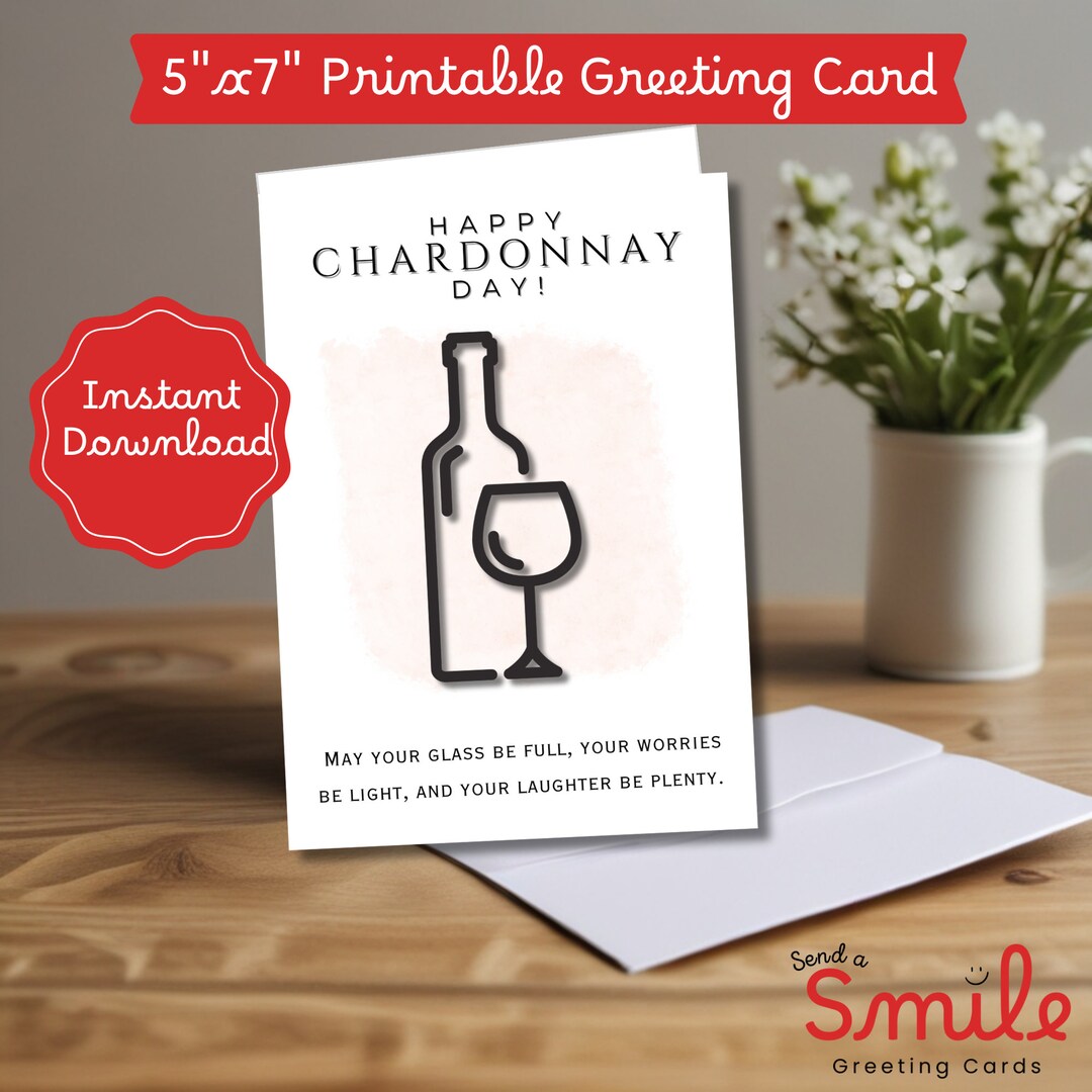 Happy Chardonnay Day Printable Card for Wine Lovers - Etsy