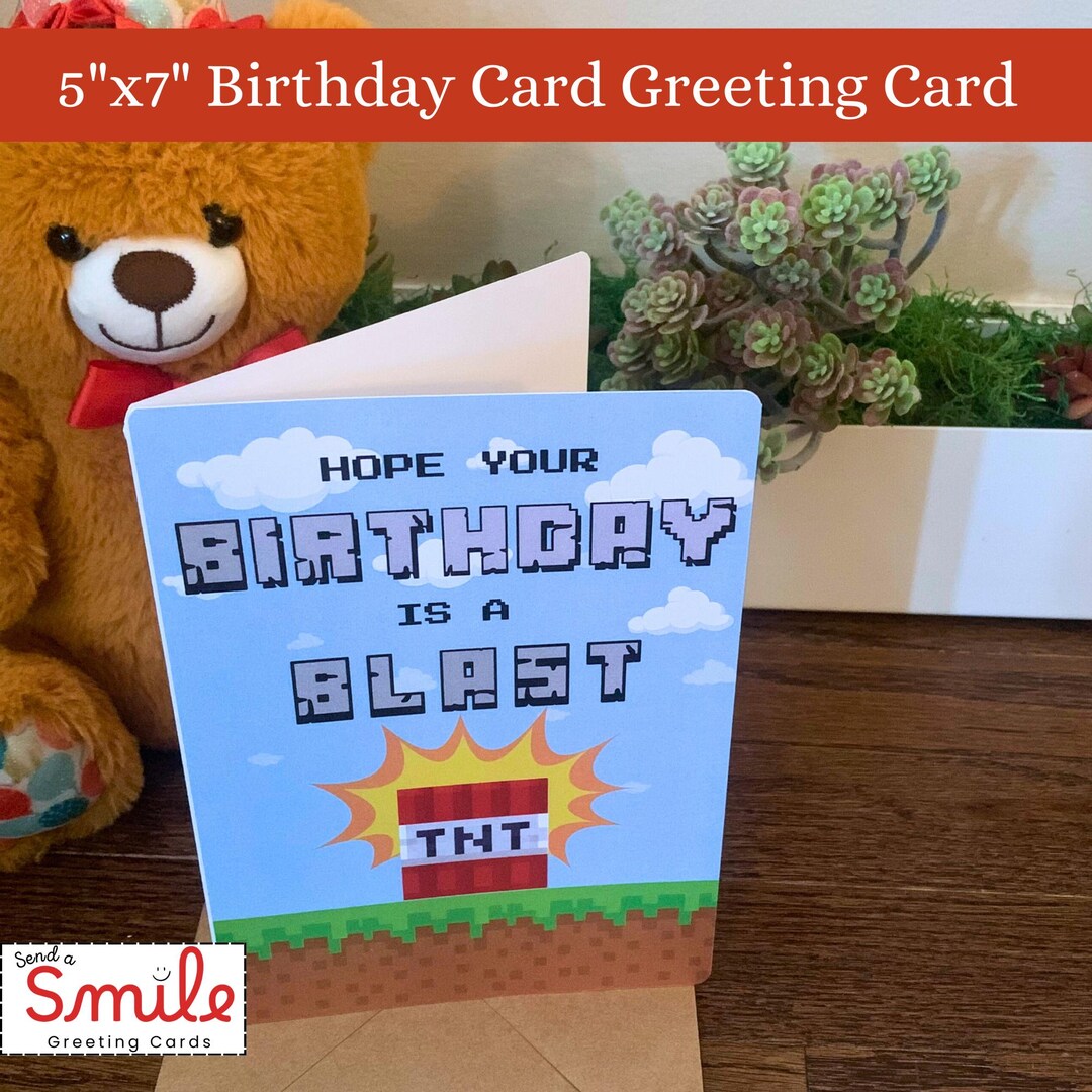 Minecraft Inspired Birthday Card / Minecraft Block Card / for Kids ...