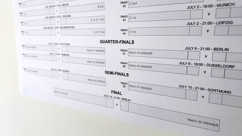 Euro 2024 Printable Wallchart Designed for Black and White Printing at ...