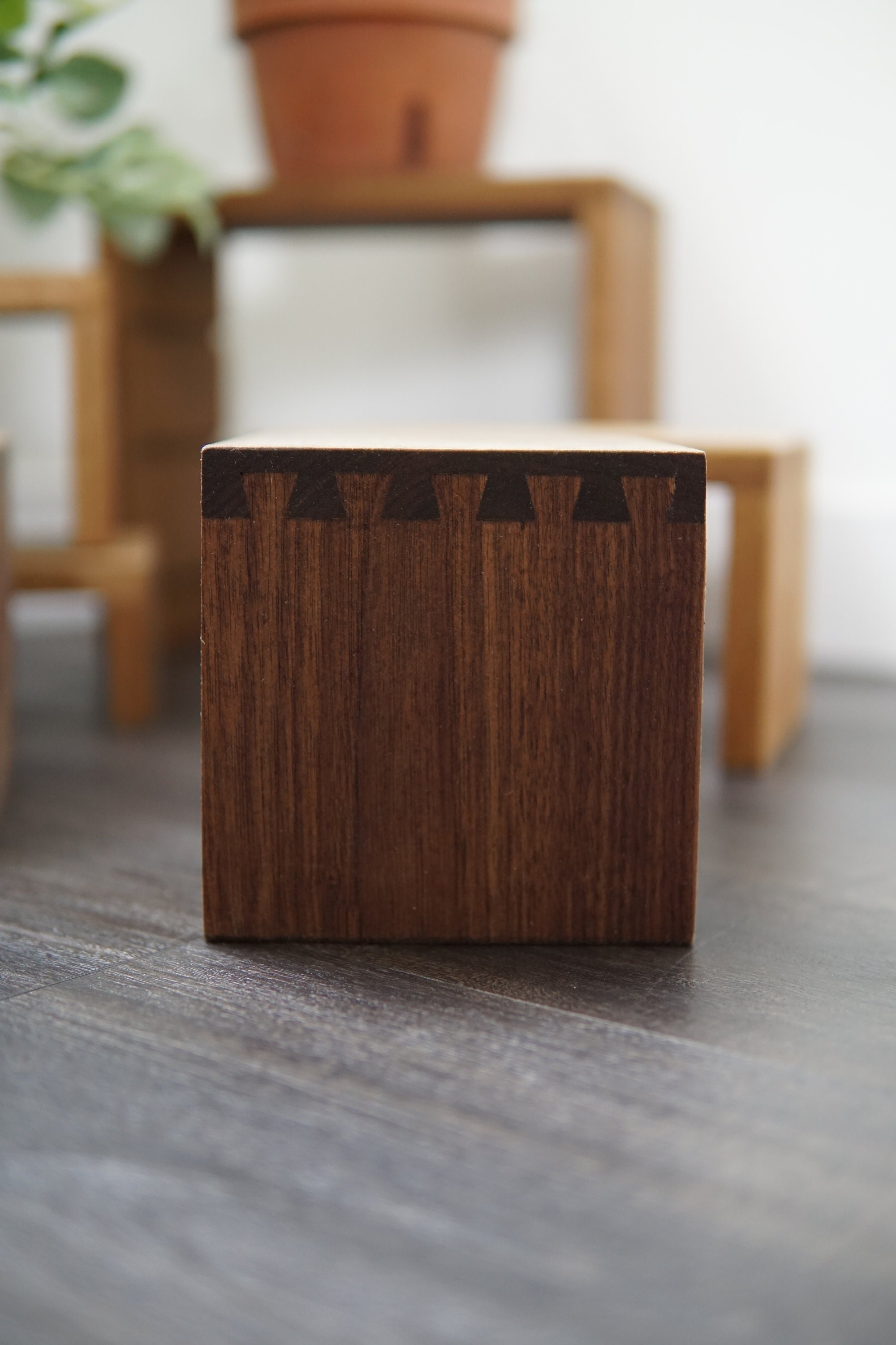 Modern Wood Plant Stand | Step Stool | Dovetail Wood Joints | Dovetail ...