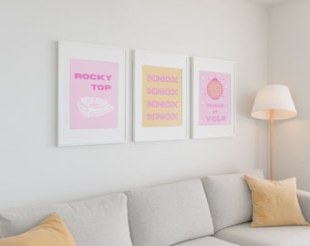 University of Tennessee Preppy College Prints Wall Art / Dorm Decor Set ...