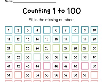 Printable Kids Counting Sheets BUNDLE 4 Colors Quest to Count to 100 ...