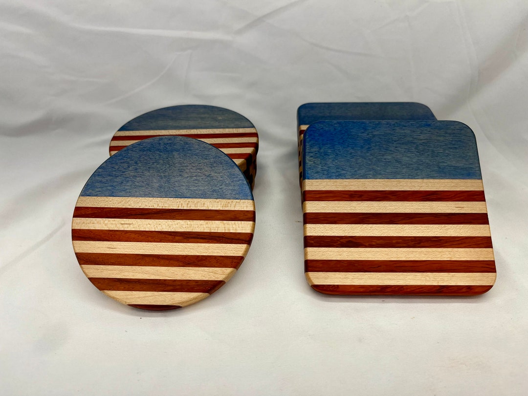Patriotic American Flag Inspired Coasters. Hand Made From From Maple ...