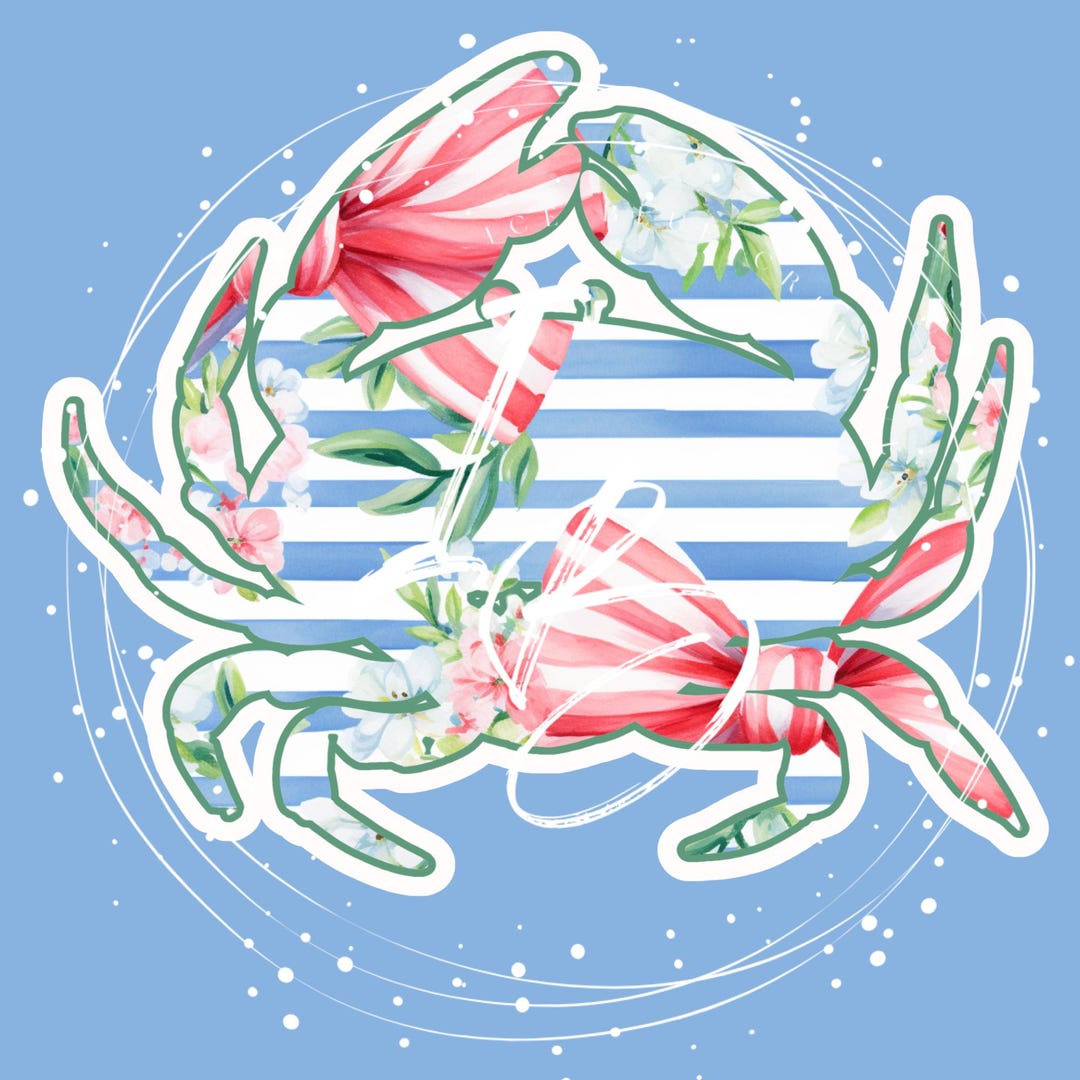 Coastal Crab SVG PNG | Nautical Preppy Clipart | Summer Bow Crab ...