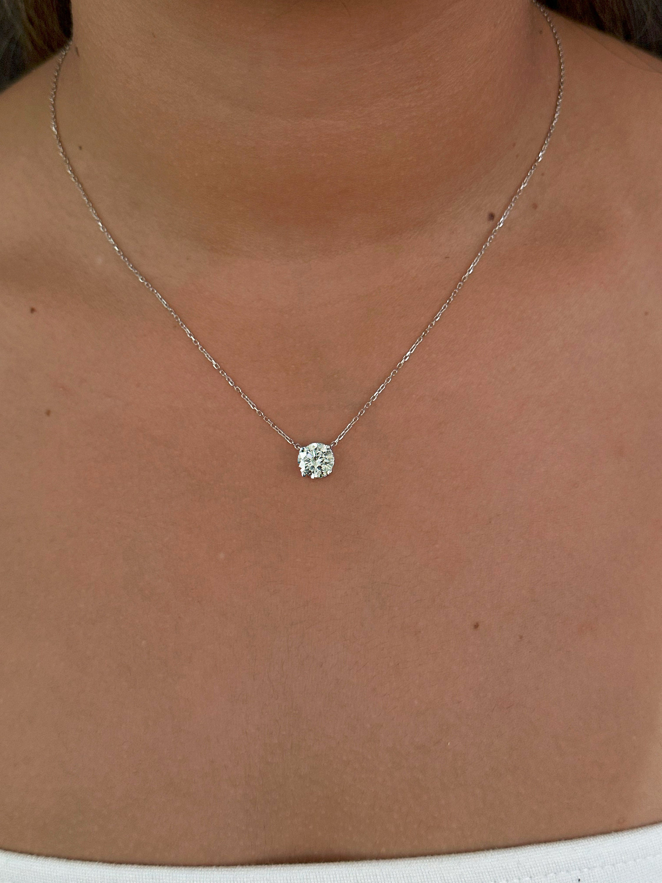 3 Ct Round Lab Created Diamond Necklace,14k Gold Lab Grown Diamond ...