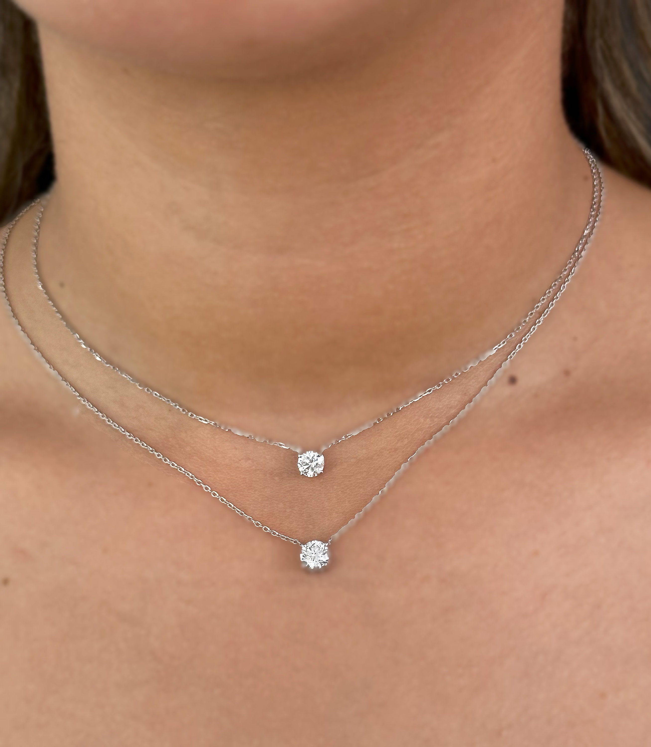 14K Gold Lab Grown Diamond Necklace,attached Diamond on Chain,dainty ...