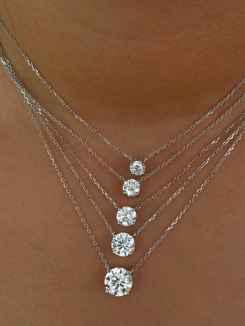 14K Gold Lab Grown Diamond Necklace,attached Diamond on Chain,dainty ...