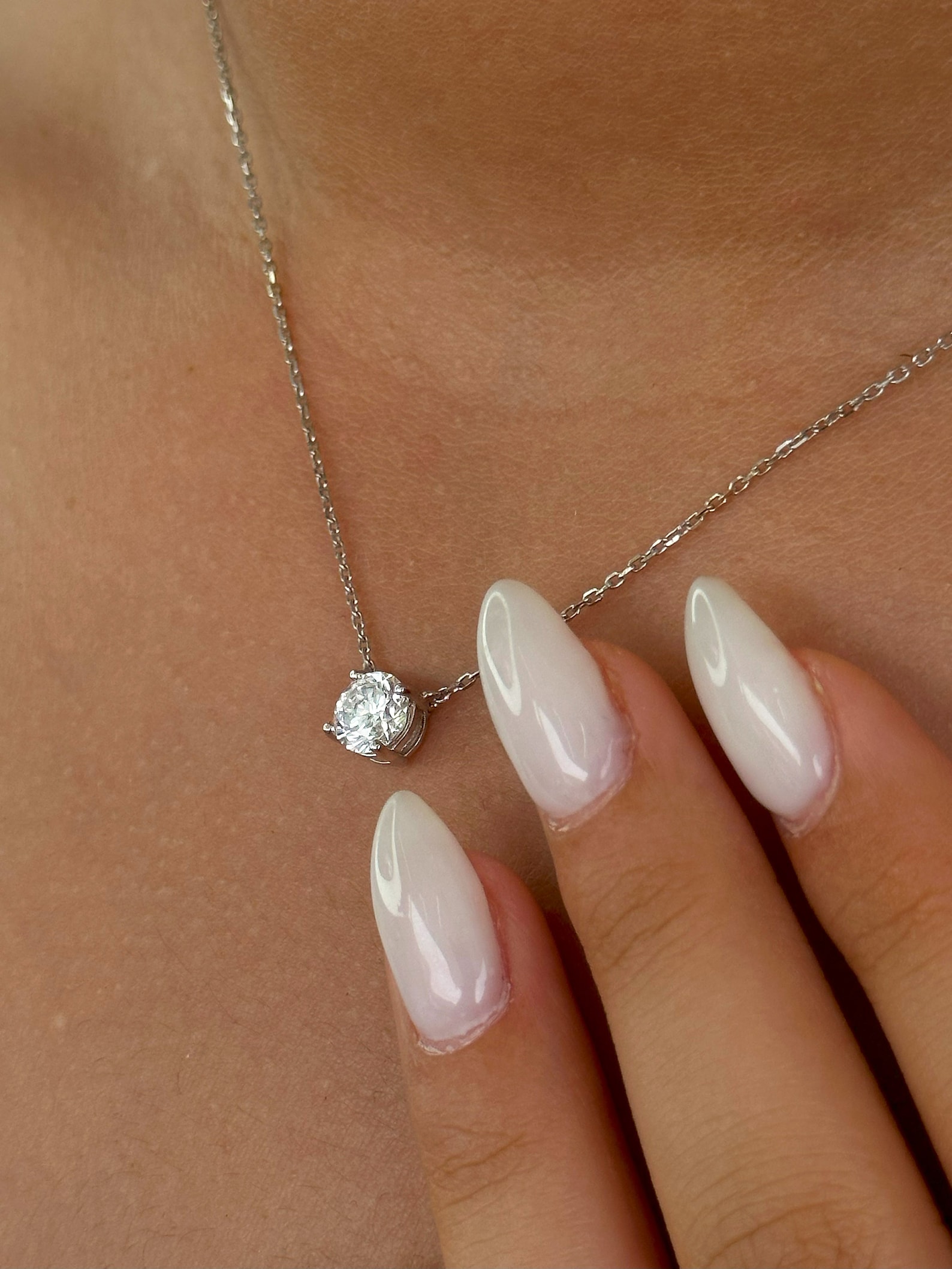 3 Ct Round Lab Created Diamond Necklace,14k Gold Lab Grown Diamond ...