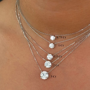 3 Ct Round Lab Created Diamond Necklace,14k Gold Lab Grown Diamond ...