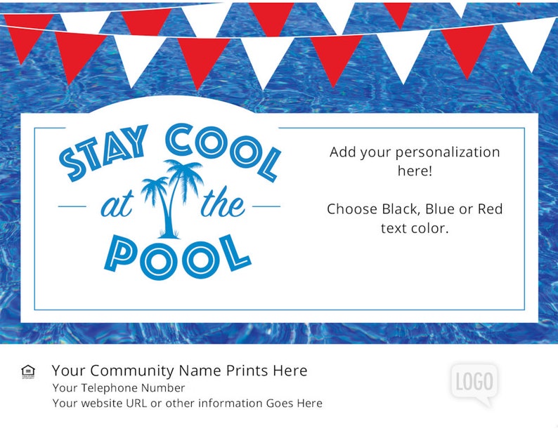 Swimming Pool Party Print Flyer, Electronic Digital Ad With Your Custom ...