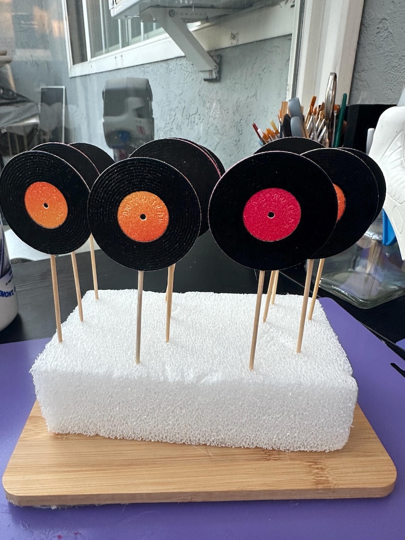 Record Cupcake Toppers - 80's Party (12) Can Come in Any Color - Etsy