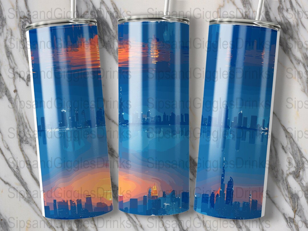 Dubai Skyline 20 Oz Skinny Tumbler Sublimation Design Straight and ...