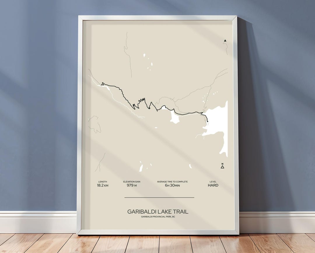 Garibaldi Lake Trail Map Print - Multiple Colours - BC Hiking Poster ...