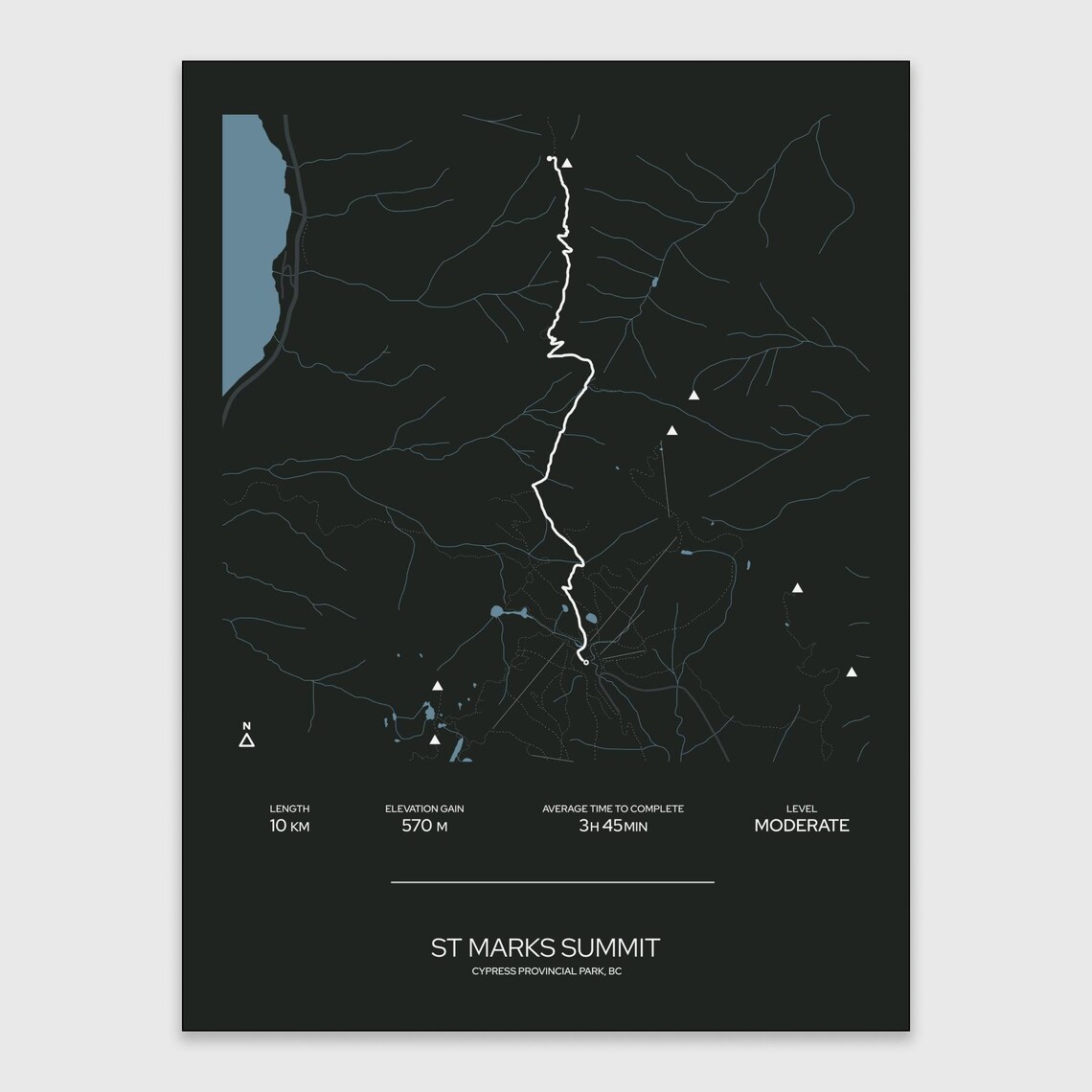 St Marks Summit Trail - Digital Vector Map - Charcoal - Etsy