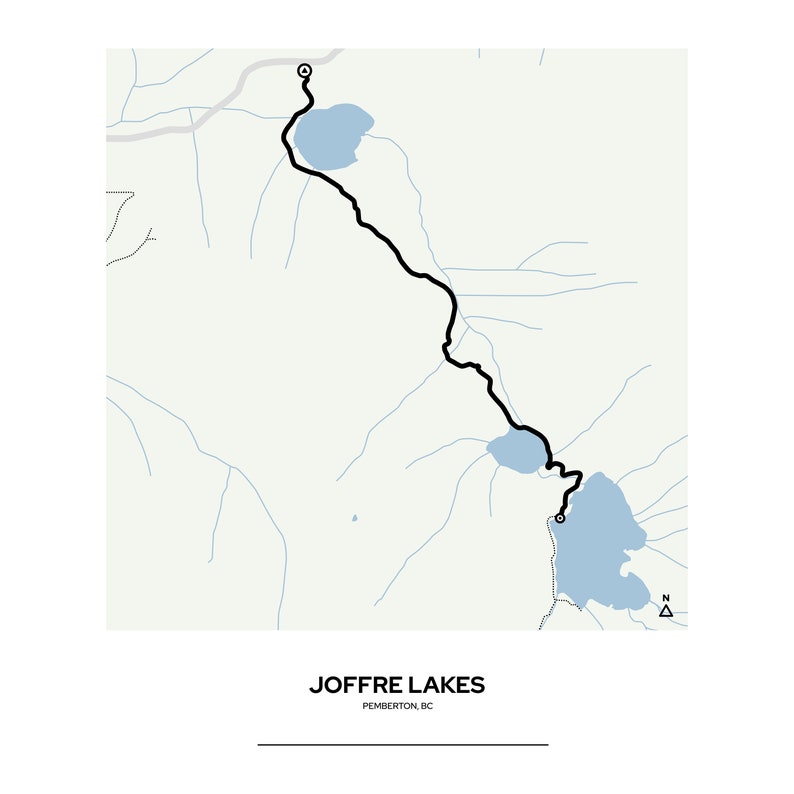 Minimalist Joffre Lakes Trail Map Digital Pemberton Hike Art Print - Etsy