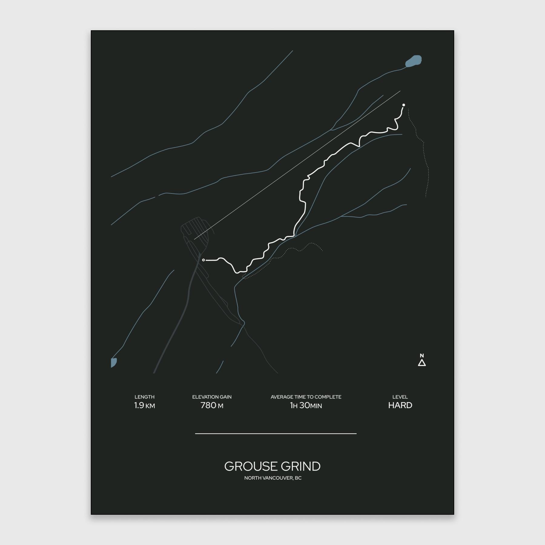 Grouse Grind Trail - Digital Vector Map - Charcoal - Etsy