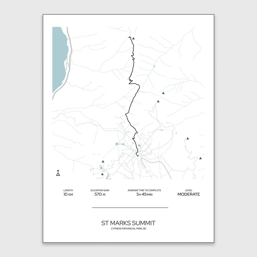 St Marks Summit Trail - Digital Vector Map - White - Etsy