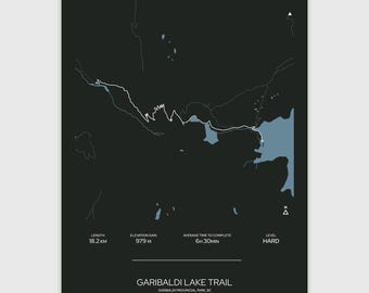 Garibaldi Lake Trail - Digital Vector Map - White - Etsy