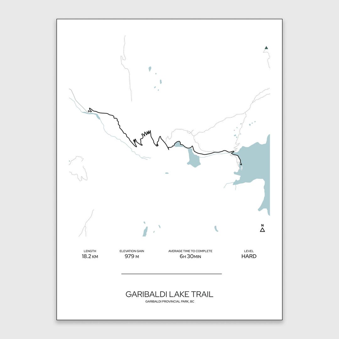 Garibaldi Lake Trail - Digital Vector Map - White - Etsy