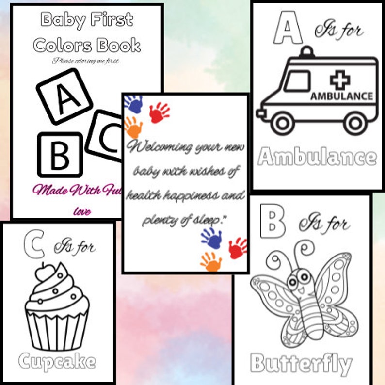 ABC Book Baby Shower Alphabet Coloring Book Baby Shower Coloring Book ...