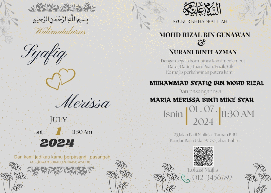 Template Canva,wedding CARD Invitation,kad Kahwin Digital,printable ...