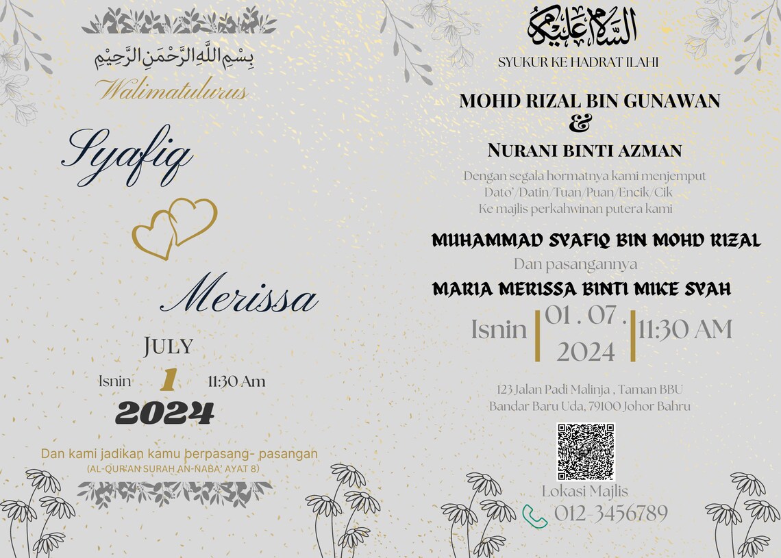 Template Canva,wedding CARD Invitation,kad Kahwin Digital,printable ...