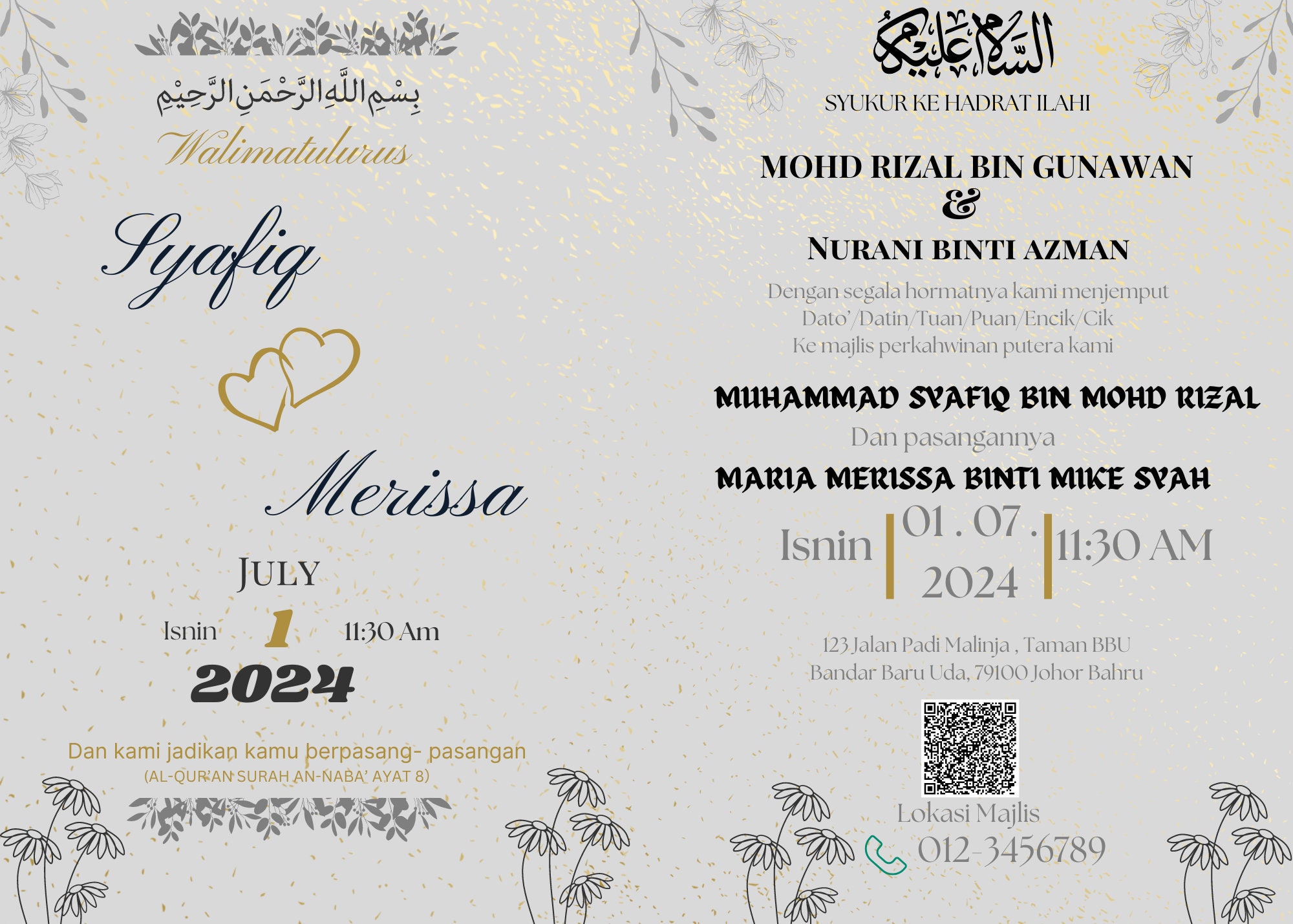 Template Canva,wedding CARD Invitation,kad Kahwin Digital,printable ...