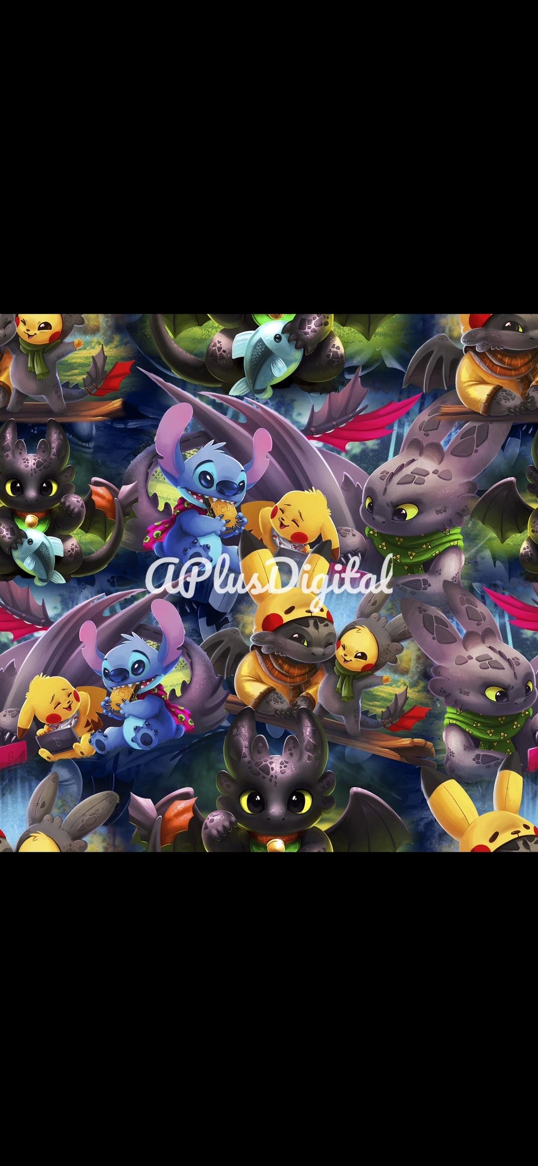 Toothless and Stitch 626 Dragon Seamless Pattern Jpg File - Etsy