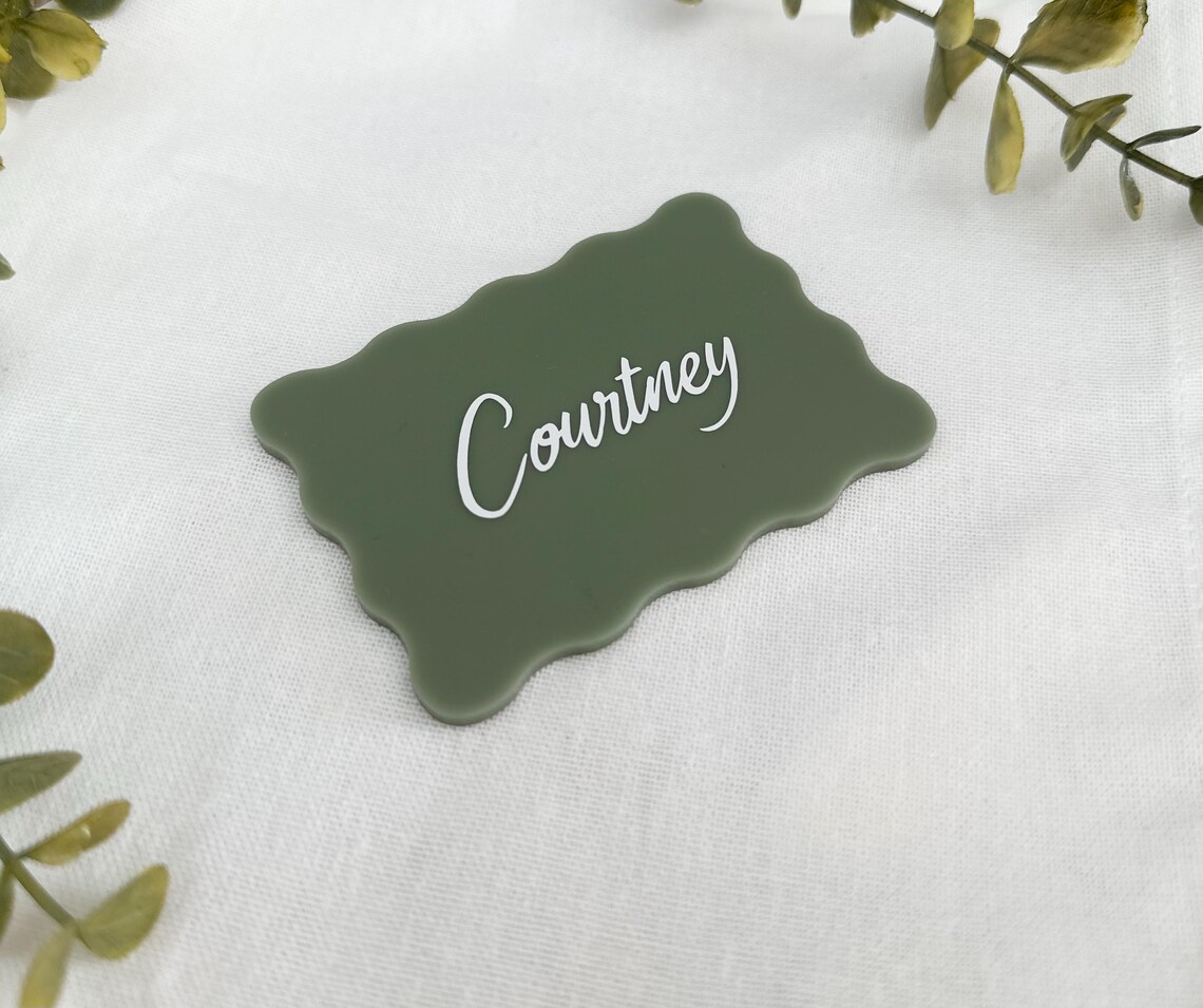 Wavy Acrylic Place Cards, Ripple Acrylic Name Card, Personalised Place ...