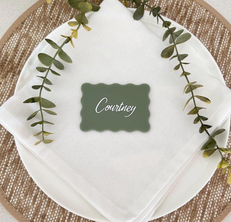 Wavy Acrylic Place Cards, Ripple Acrylic Name Card, Personalised Place ...