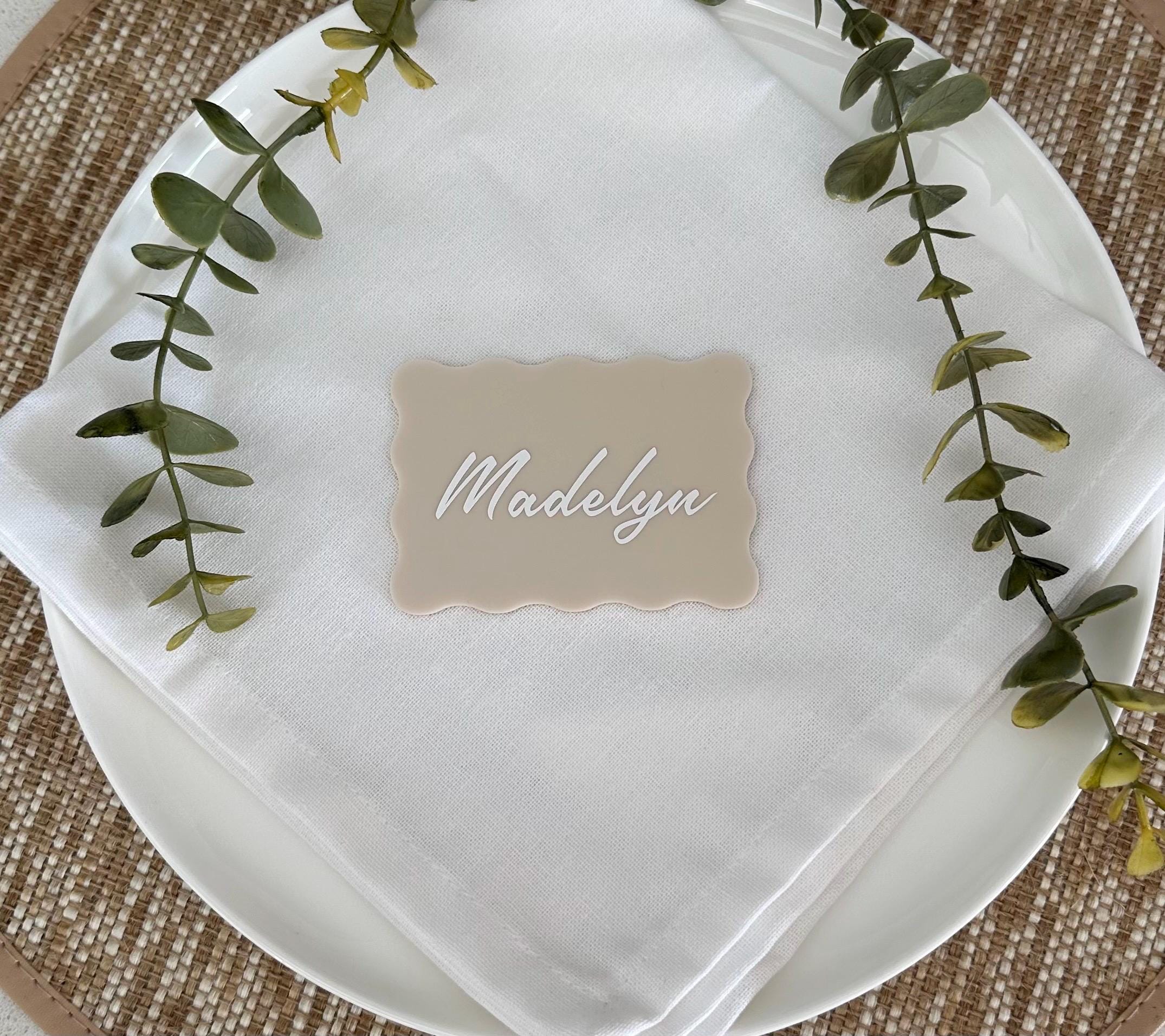 Wavy Acrylic Place Cards, Ripple Acrylic Name Card, Personalised Place ...