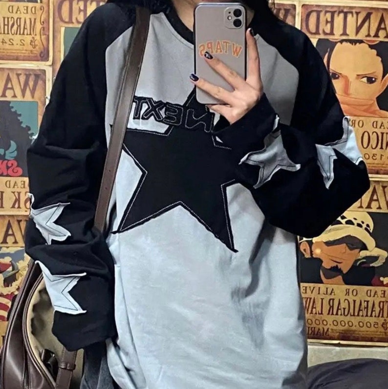 Star Patch Swaethirts WLNEXT Star Long Sleeve Thin Sweatshirt With ...