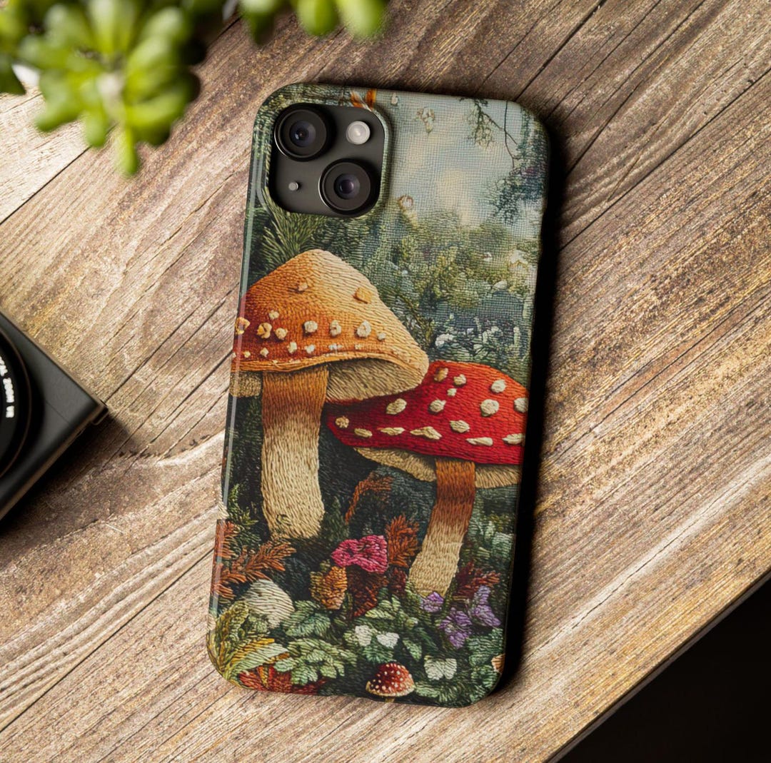 3D Mushroom Cottagecore Phone Case | Embroidered-effect Design ...