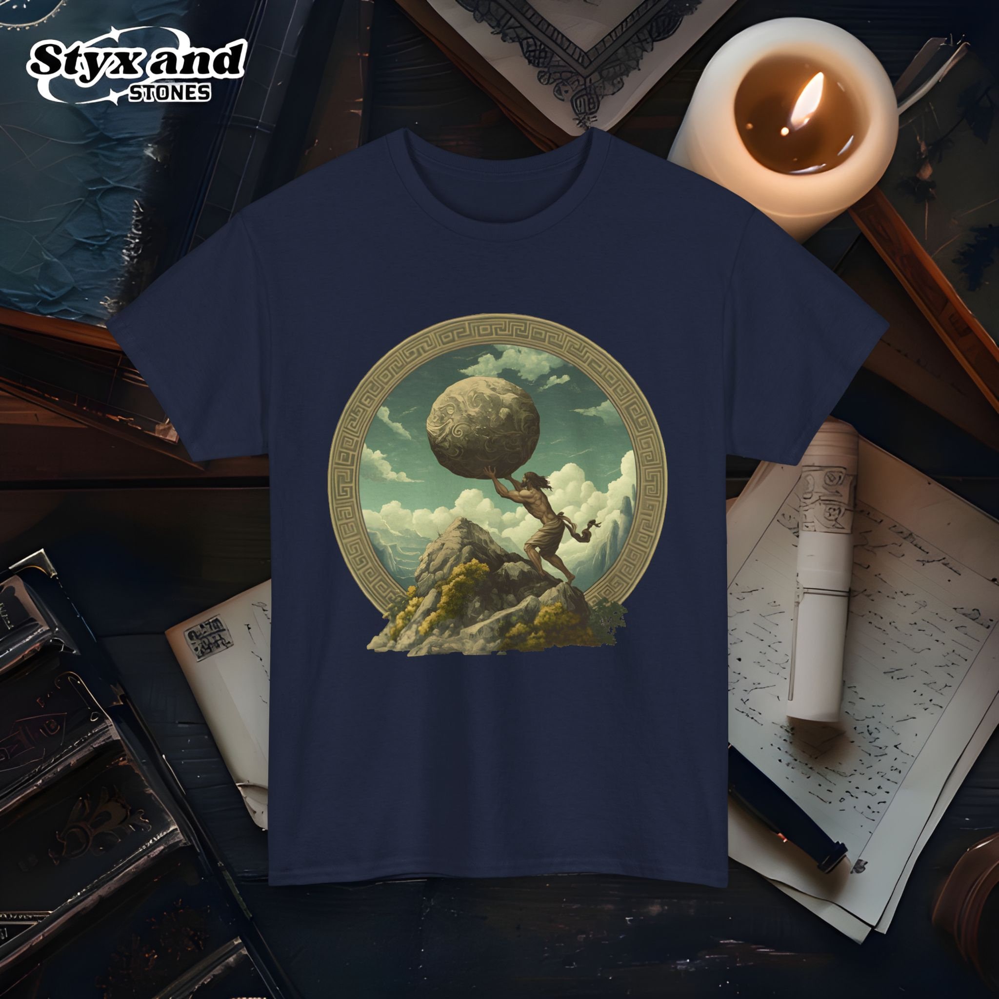 Sisyphus Pushing Boulder Tshirt Greek Mythology Myth of Sisyphus Camus ...