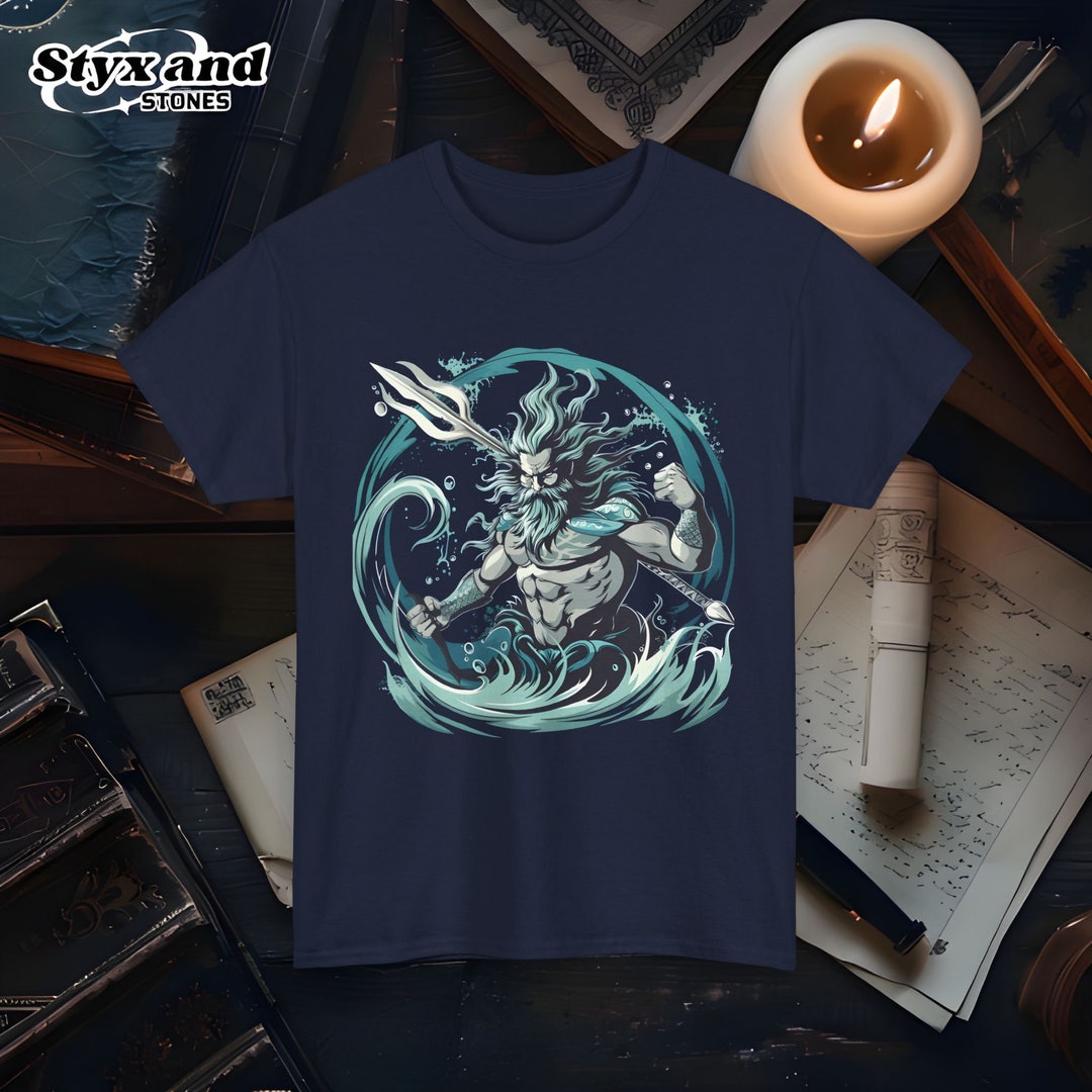 Poseidon God of the Sea T-shirt Greek Mythology Ocean Tee Trident ...