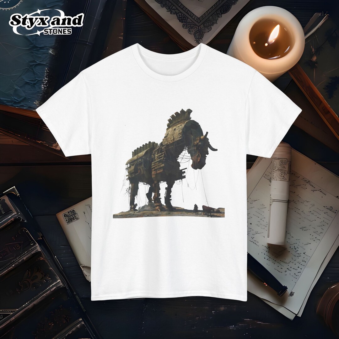Trojan Horse Greek Mythology Ancient Legend Art Tee Mythological Design ...