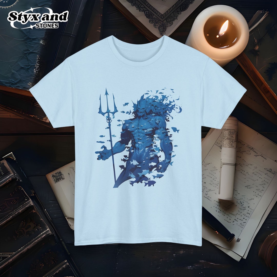 Poseidon God of the Sea T-shirt Greek Mythology Ocean Tee Trident ...