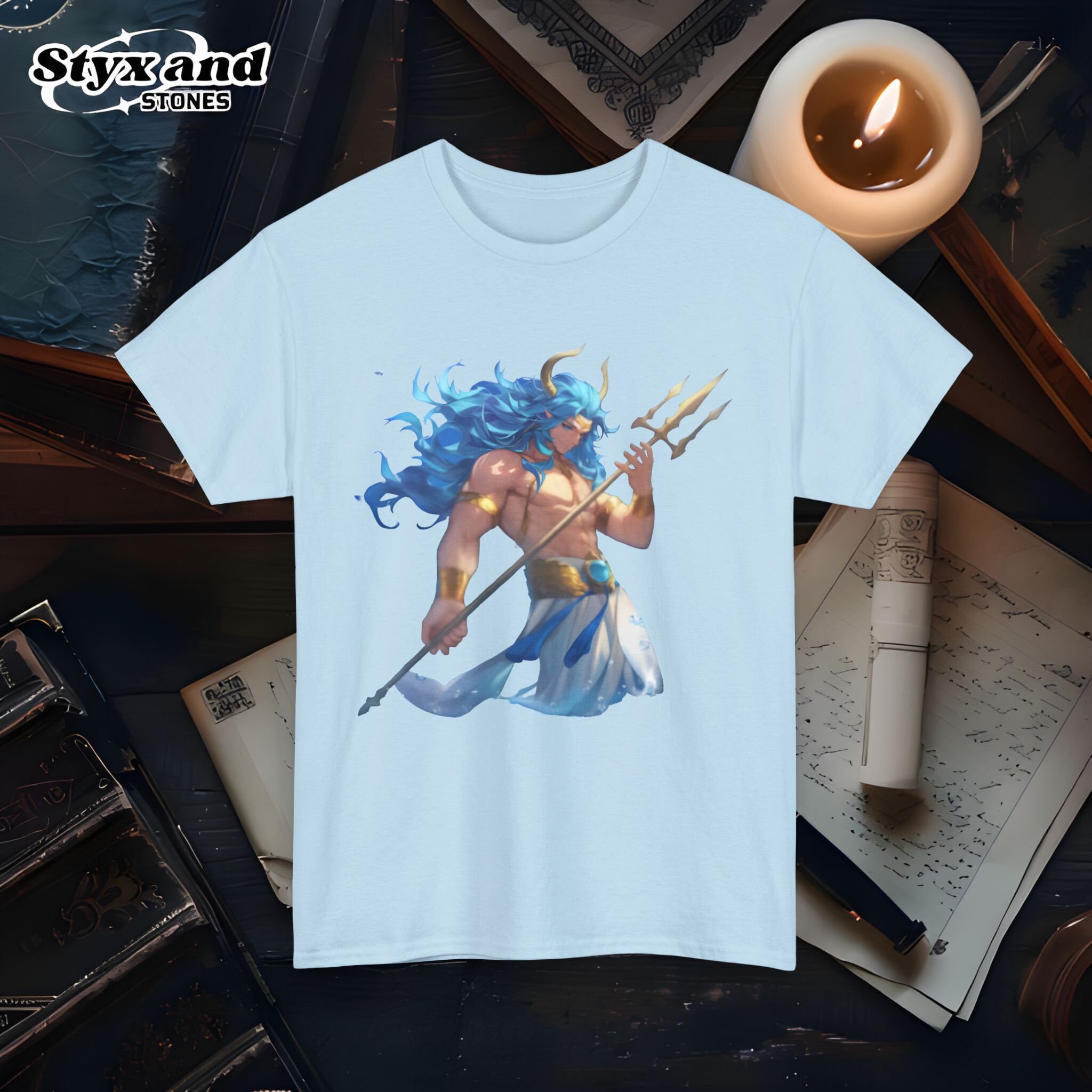 Poseidon Greek Mythology Anime Style T Shirt Ocean God Tee Mythical Sea ...