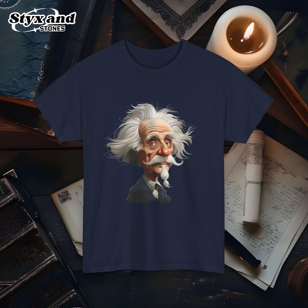 Albert Einstein Tee Shirt Cartoon Lightbulb Mad Scientist Graphic T Shirt Science Lover Tee ...