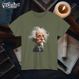 Albert Einstein Tee Shirt Cartoon Lightbulb Mad Scientist Graphic T ...