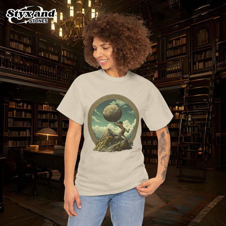 Sisyphus Pushing Boulder Tshirt Greek Mythology Myth of Sisyphus Camus ...