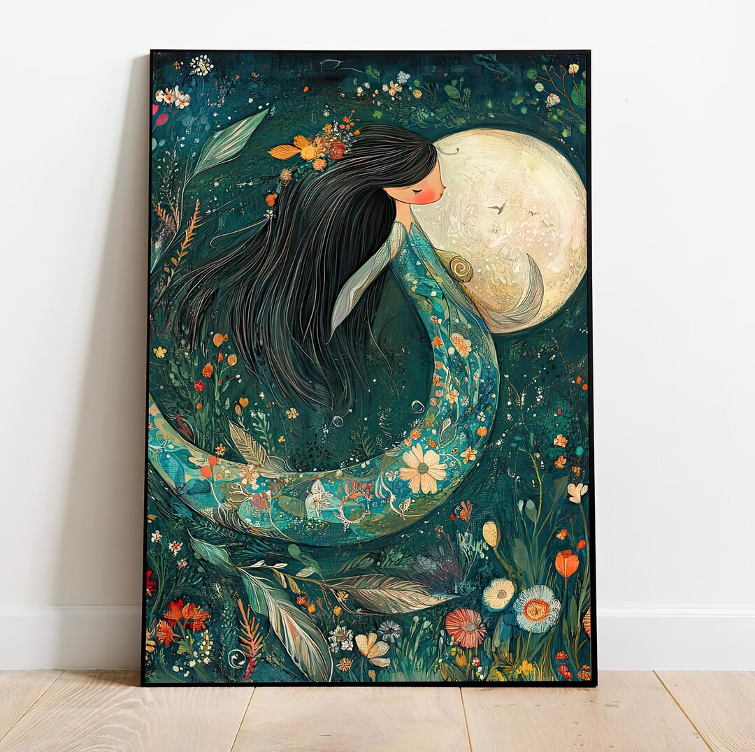 Cottagecore Mermaid Premium Poster, Beautiful Enchanting Home Decor ...